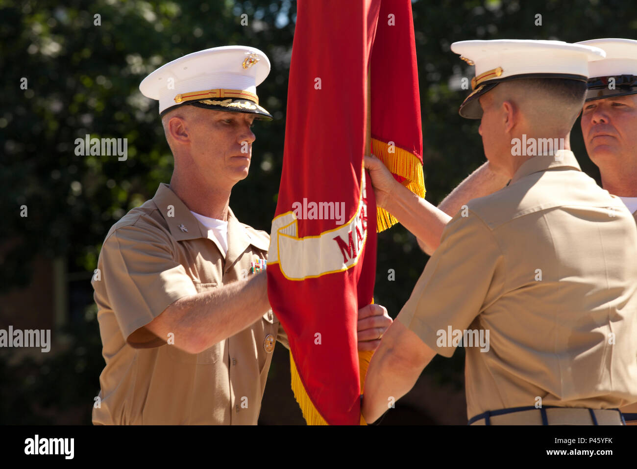 U.S. Marine Corps Col. Benjamin T. Watson, right, commanding officer ...