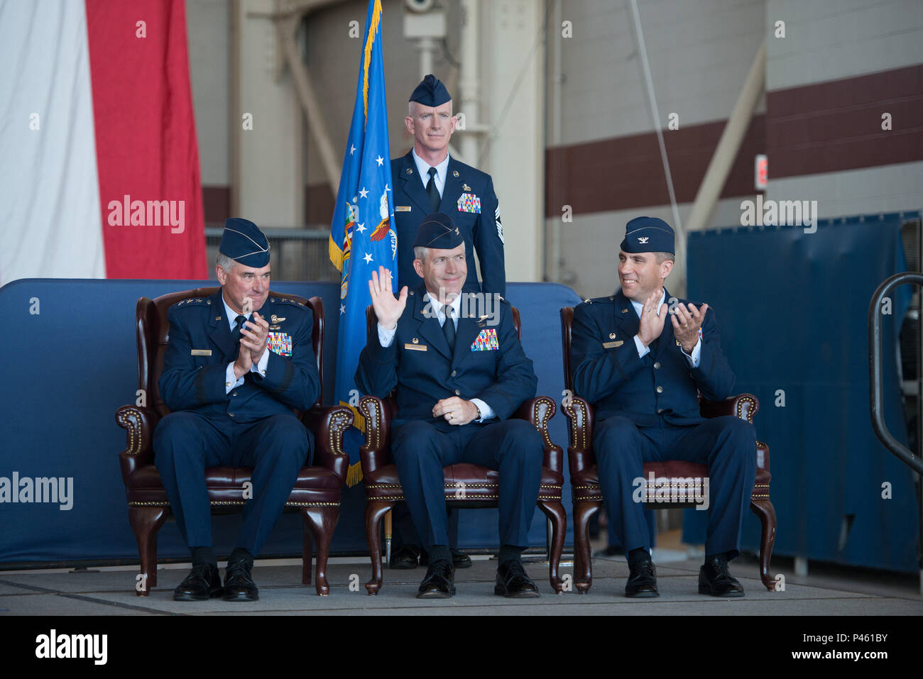 U.S. Air Force Col. Joel Jackson, outgoing Commander, 60th Air Mobility ...