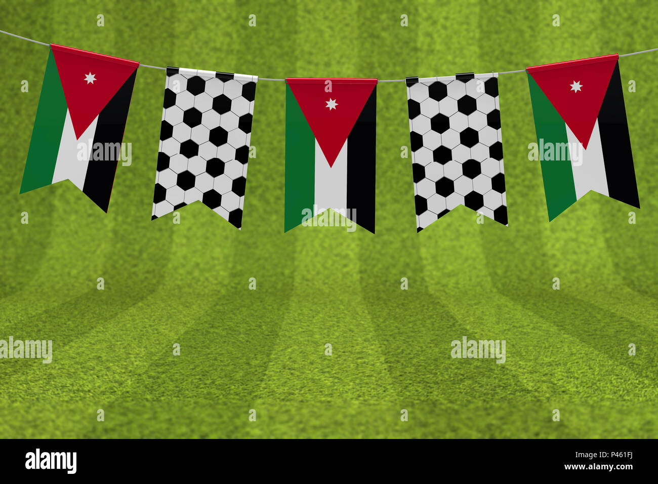 Jordan flag and soccer ball texture football flag bunting. 3D Rendering ...