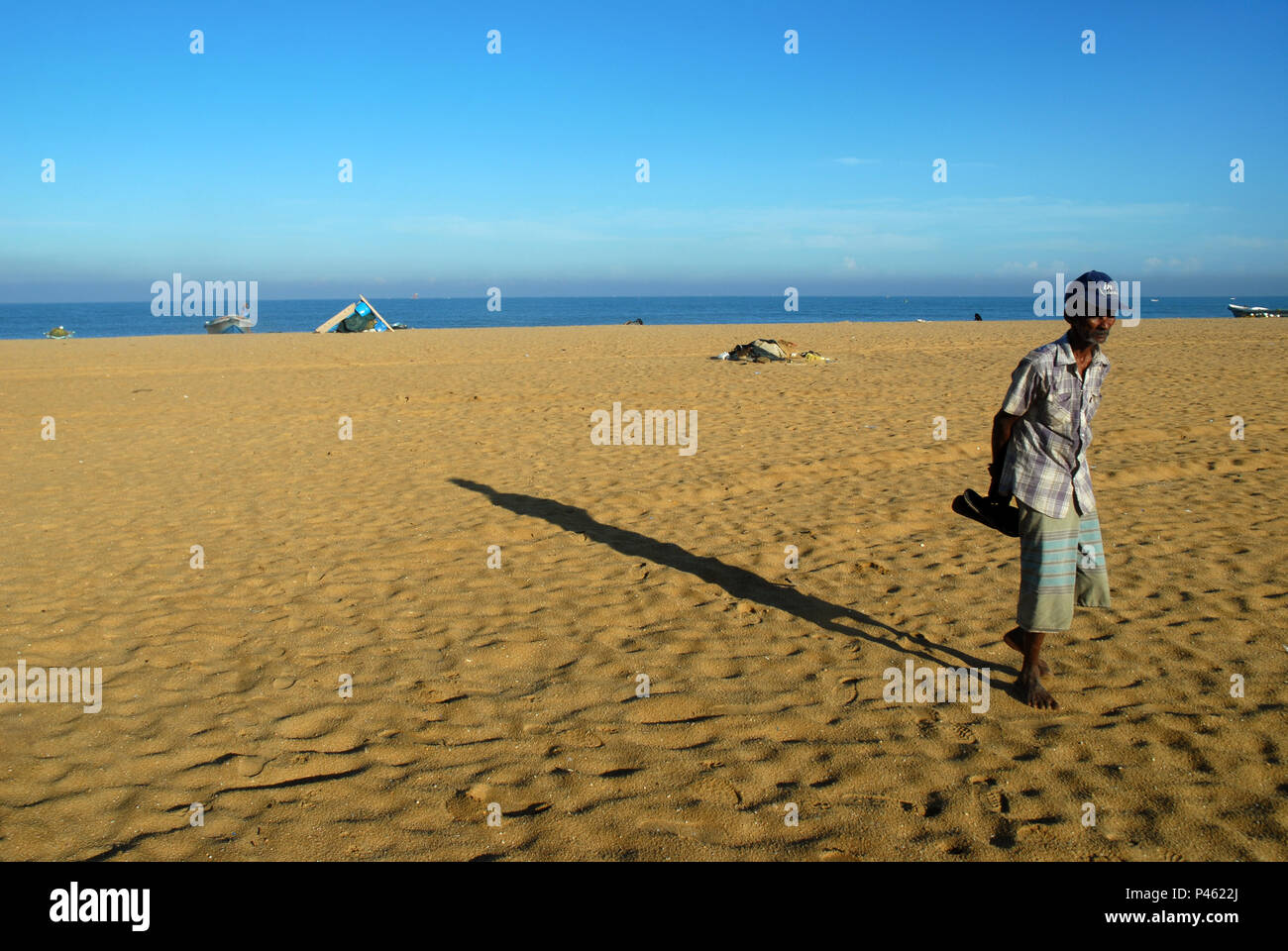 Man on Negombo Beach, Oruwa, Colombo, Western Province, Sri Lanka, Asia ...
