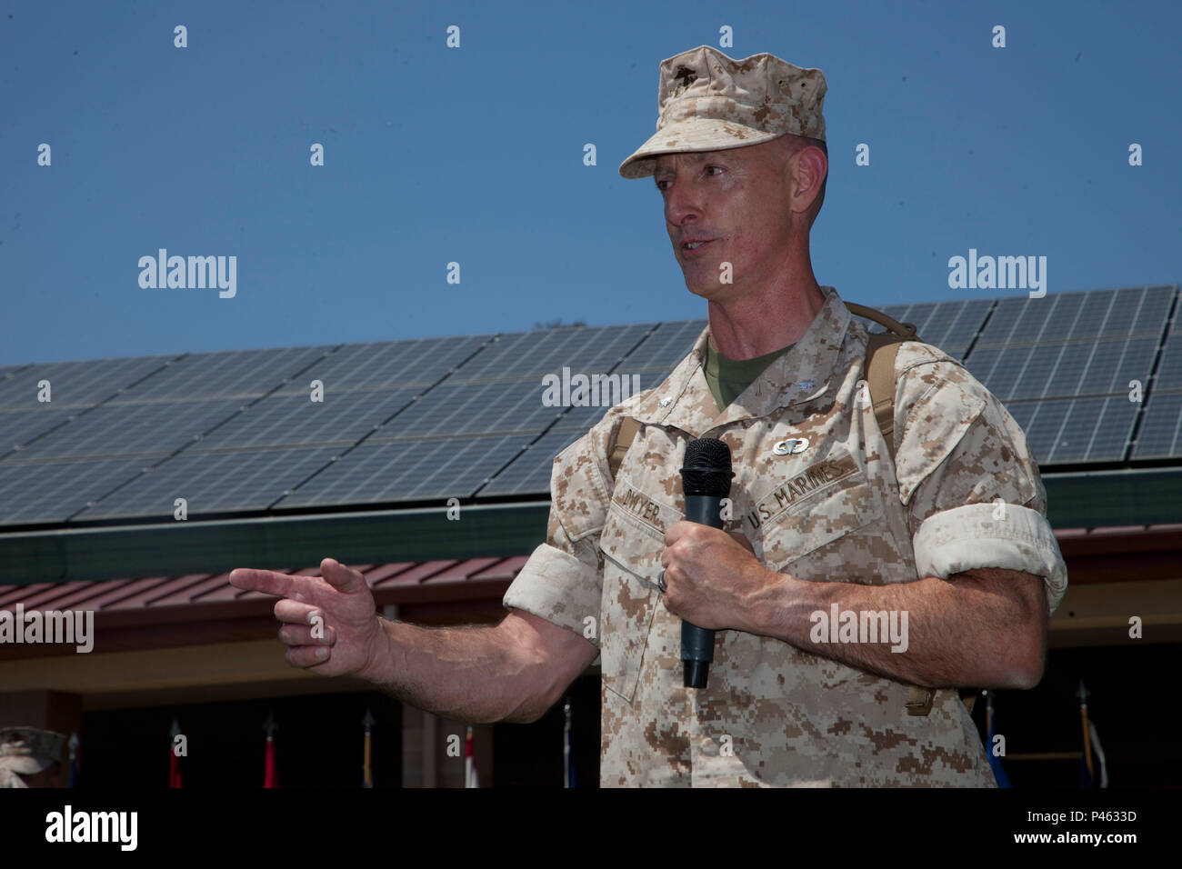 U.S. Marine Corps Lt. Col. Brian Dwyer, outgoing commanding officer ...