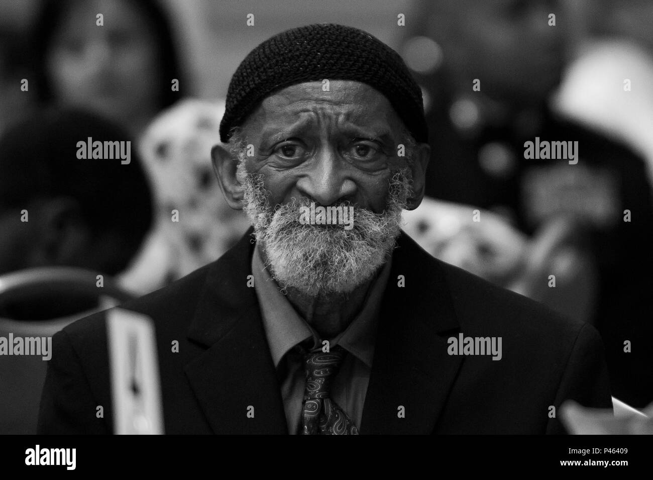 A guest attends the Pentagon Ramadan Iftar, in the Pentagon Library ...
