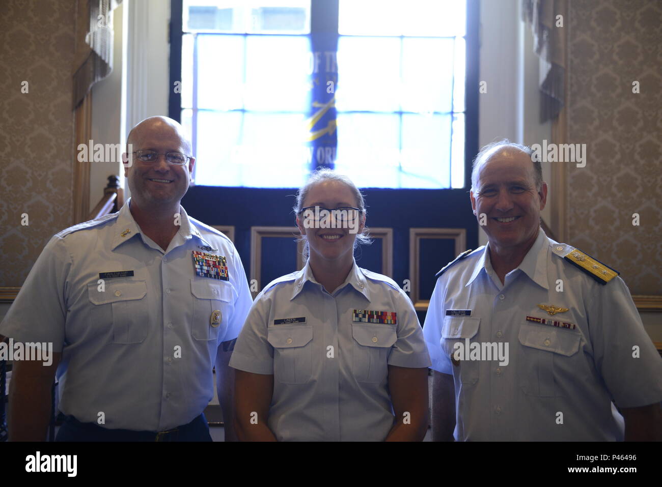 Coast Guard Petty Officer 3rd Class Alexandria Linden stands with Rear ...