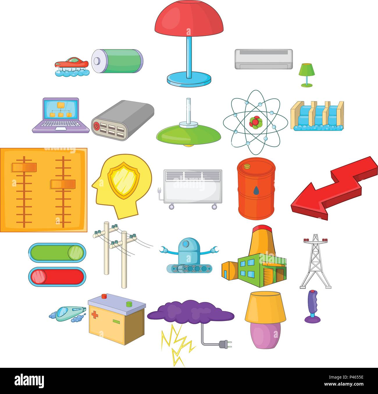 Power transmission icons set, cartoon style Stock Vector Image & Art ...