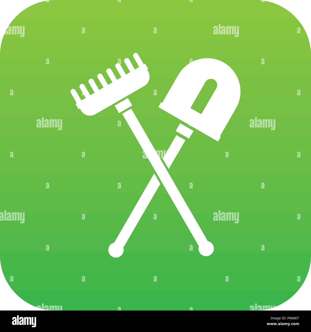 Shovel and rake icon digital green Stock Vector Image & Art - Alamy