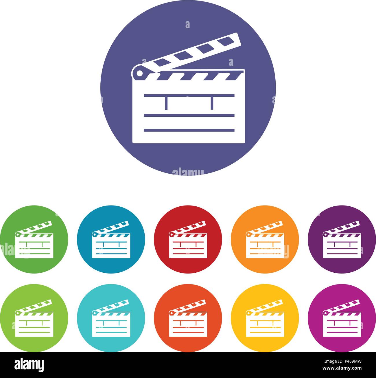 Clapper icons set vector color Stock Vector Image & Art - Alamy