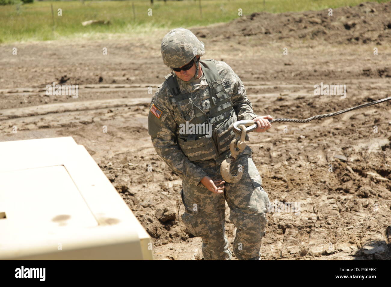 U.S. Army Spc. Chris Fetty from the 260th Engineer Support Company ...