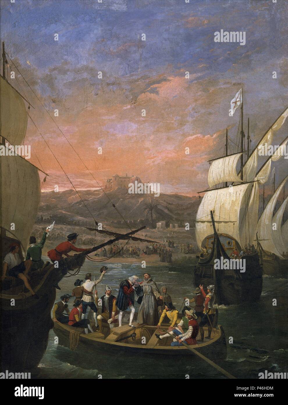 PARTIDA DE COLON DESDE LA RABIDA - SIGLO XIX- PINTURA HISTORICISTA ...