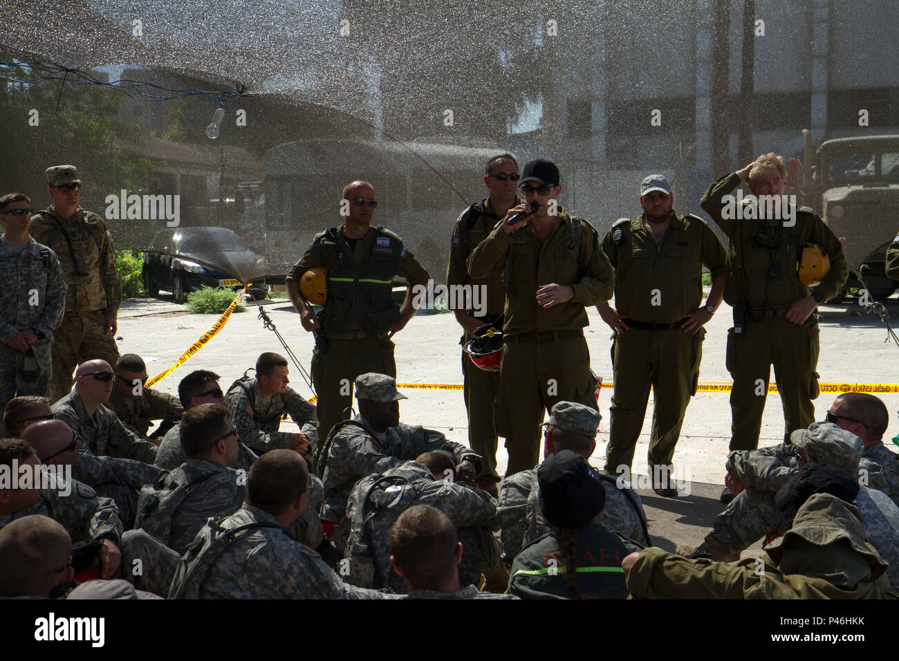 Israeli Home Front Command NRU soldiers give a mission briefing prior ...