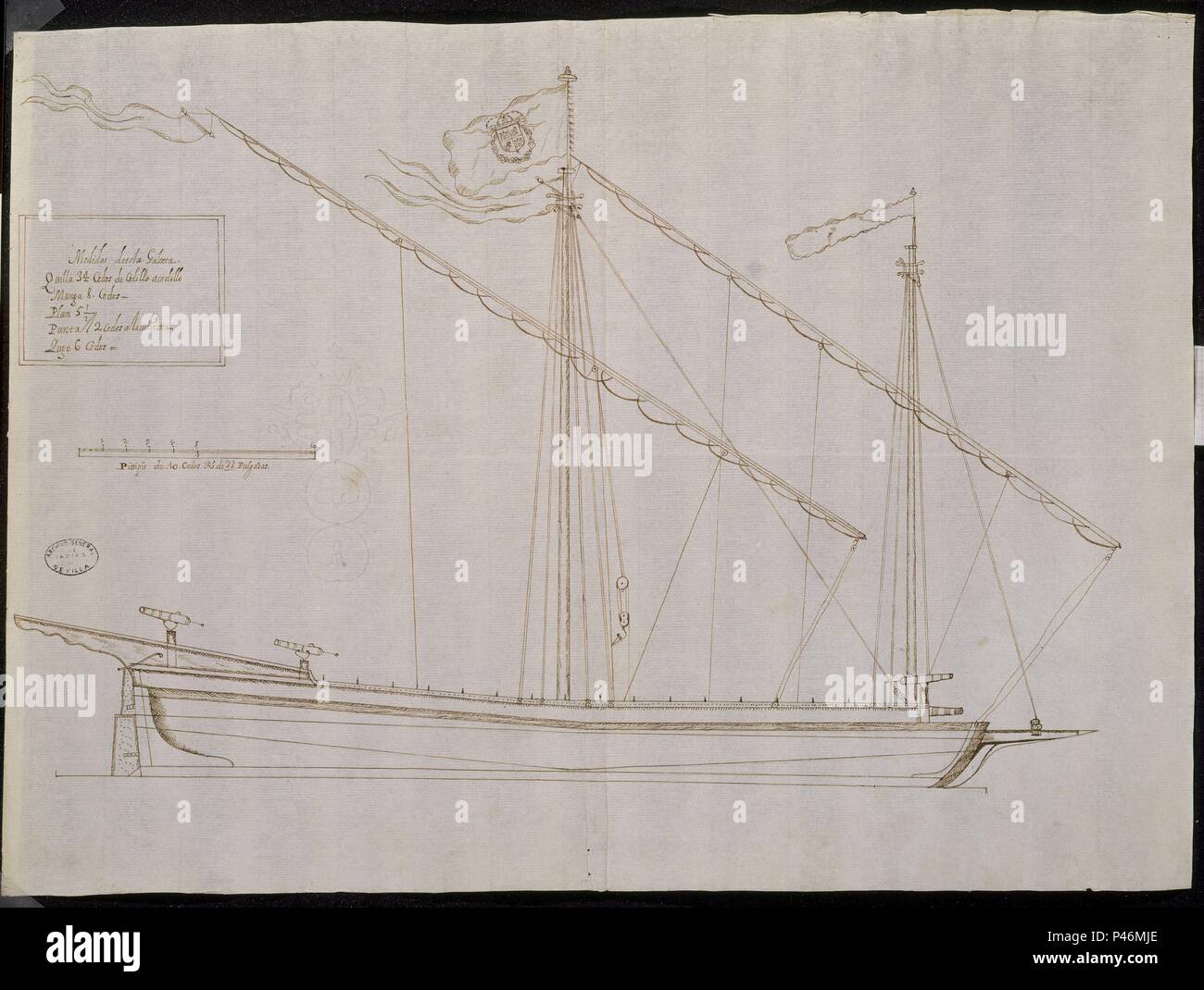 PLANO-GALEOTA HECHA PARA GUARDACOSTA-CUBA-1695. Location: ARCHIVO DE ...