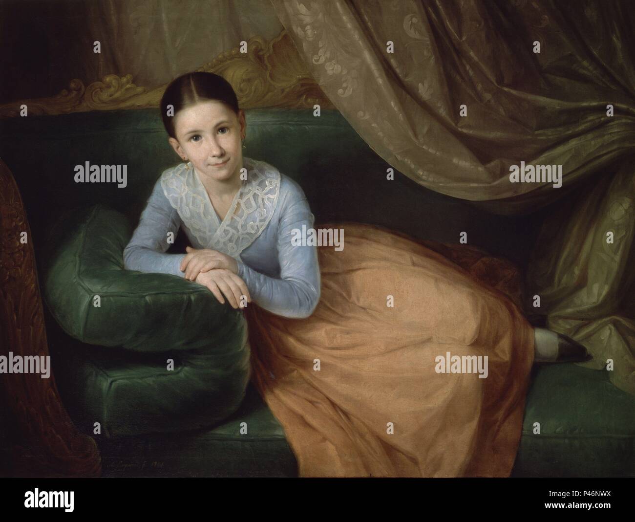 'Portrait of a girl', 19th century. Author: Antonio Maria Esquivel ...