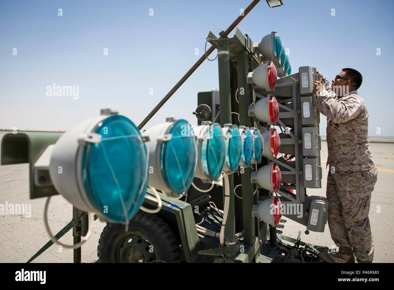 U.S. Marine Cpl. Antonio Sanchez Chariglione, an expeditionary airfield ...