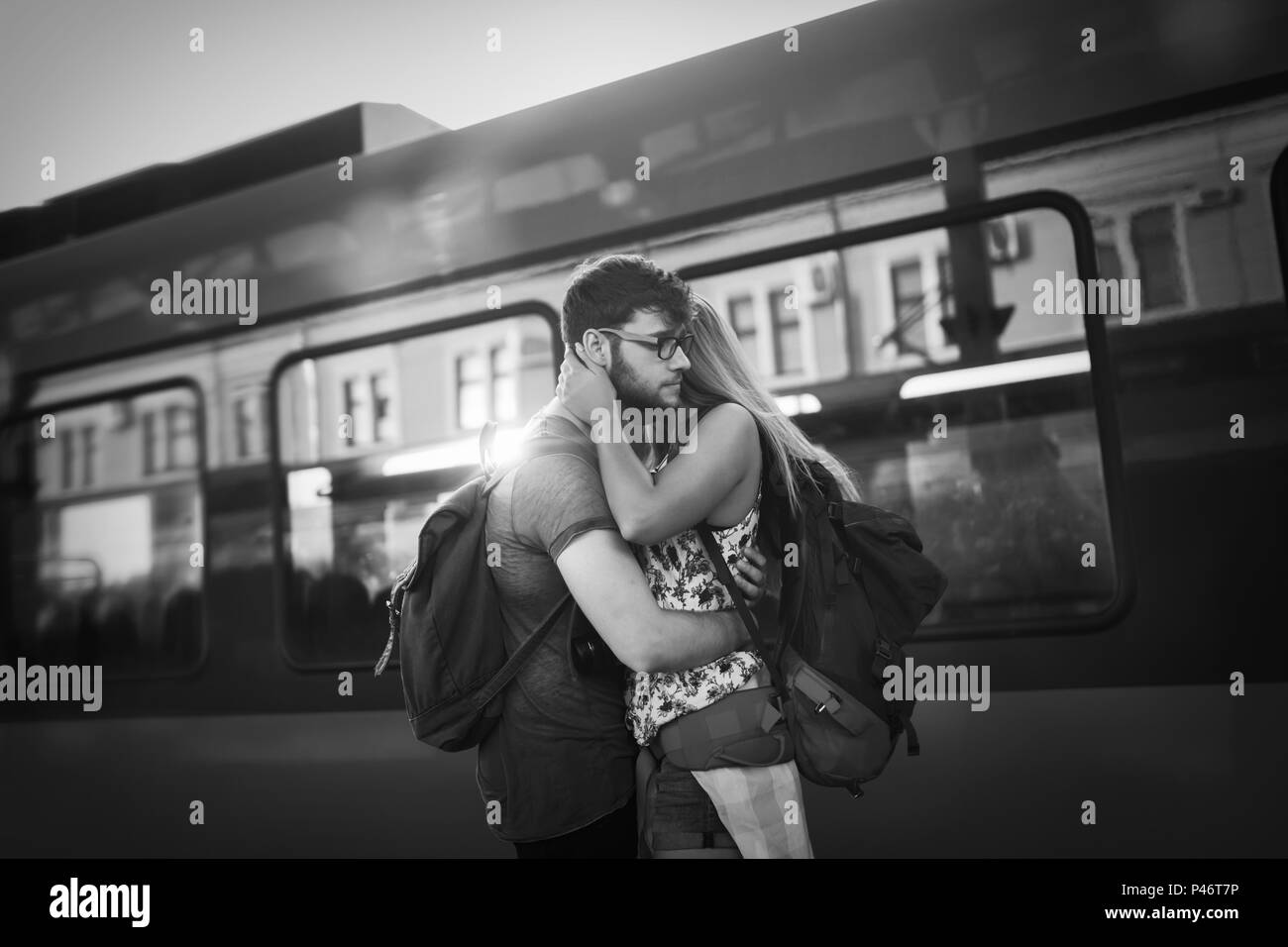 Man and woman separating Black and White Stock Photos & Images - Alamy