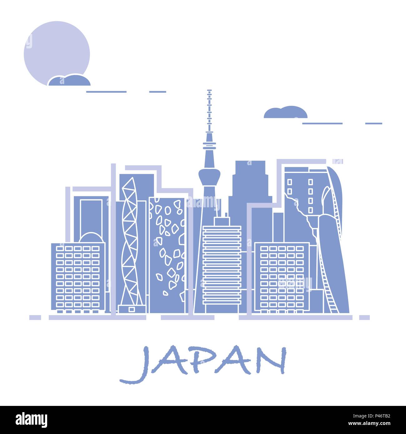 Unusual Japanese architecture. Famous building and skyscrapers. Travel ...