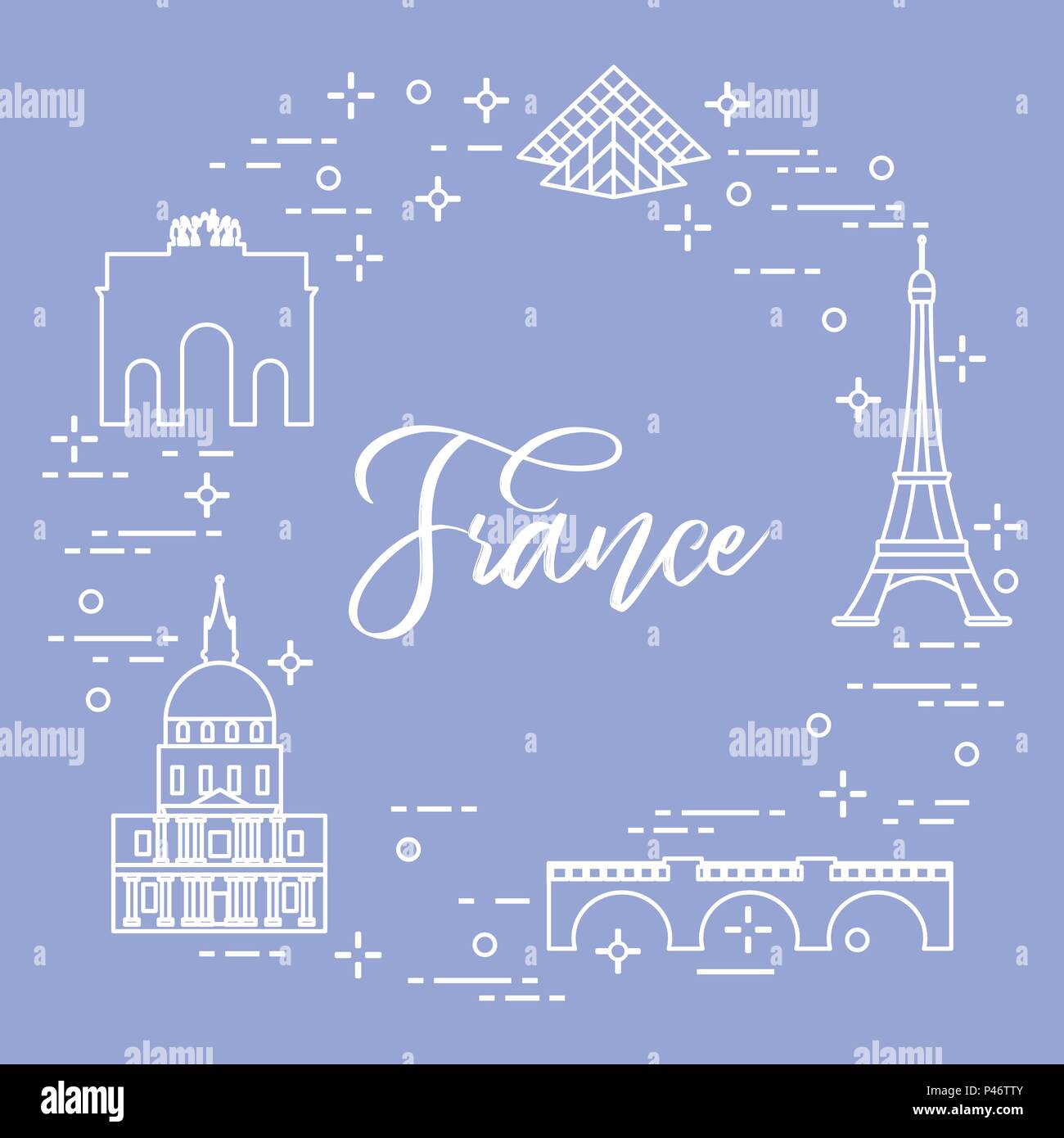Famous buildings of Paris. Symbols and landmarks. Travel and leisure ...