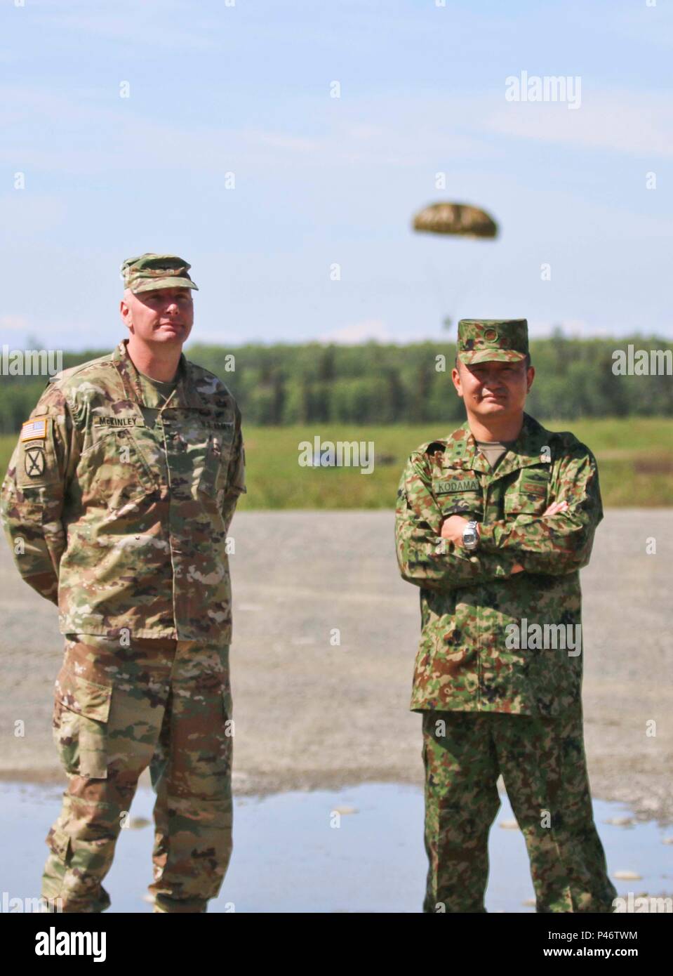 Japanese Maj. Gen. Yasuyuki Kodama (right), commanding general of the ...