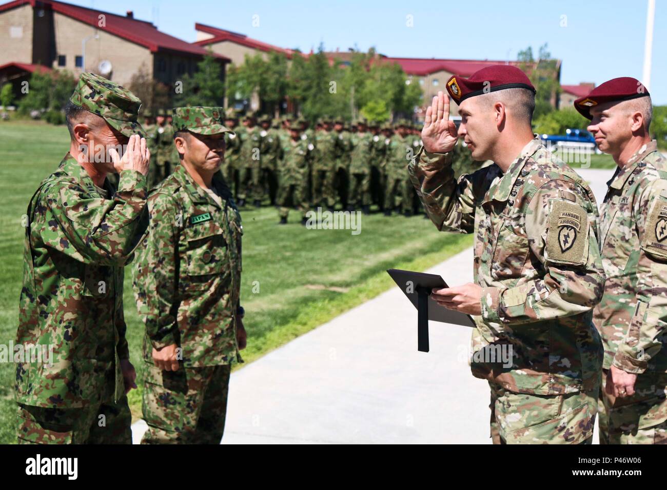 Lt. Col. Matthew Hardman (right), commanding officer of 3rd Battalion, 509th Parachute Infantry ...