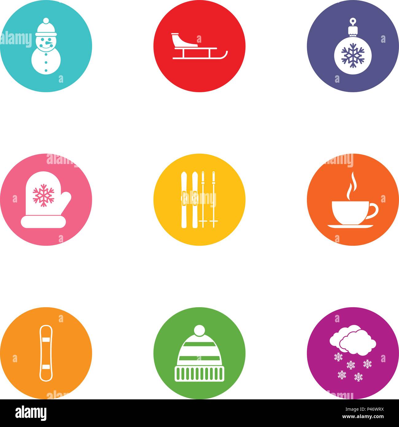 Winter kind icons set, flat style Stock Vector Image & Art - Alamy