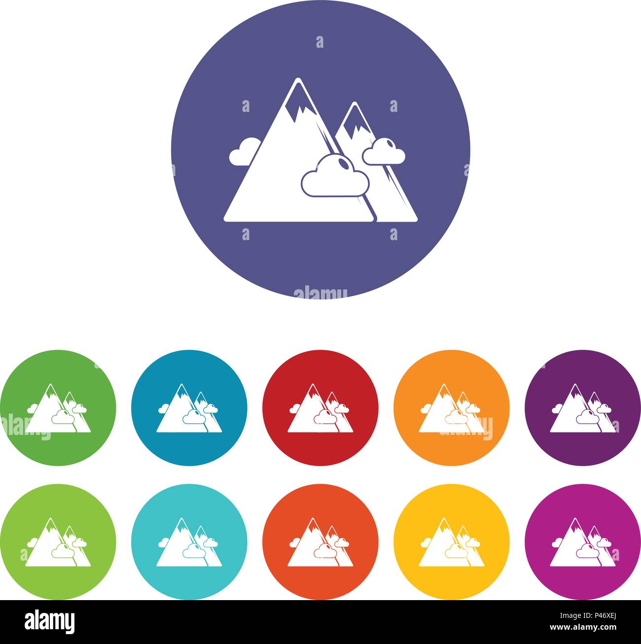Mountains icons set vector color Stock Vector Image & Art - Alamy