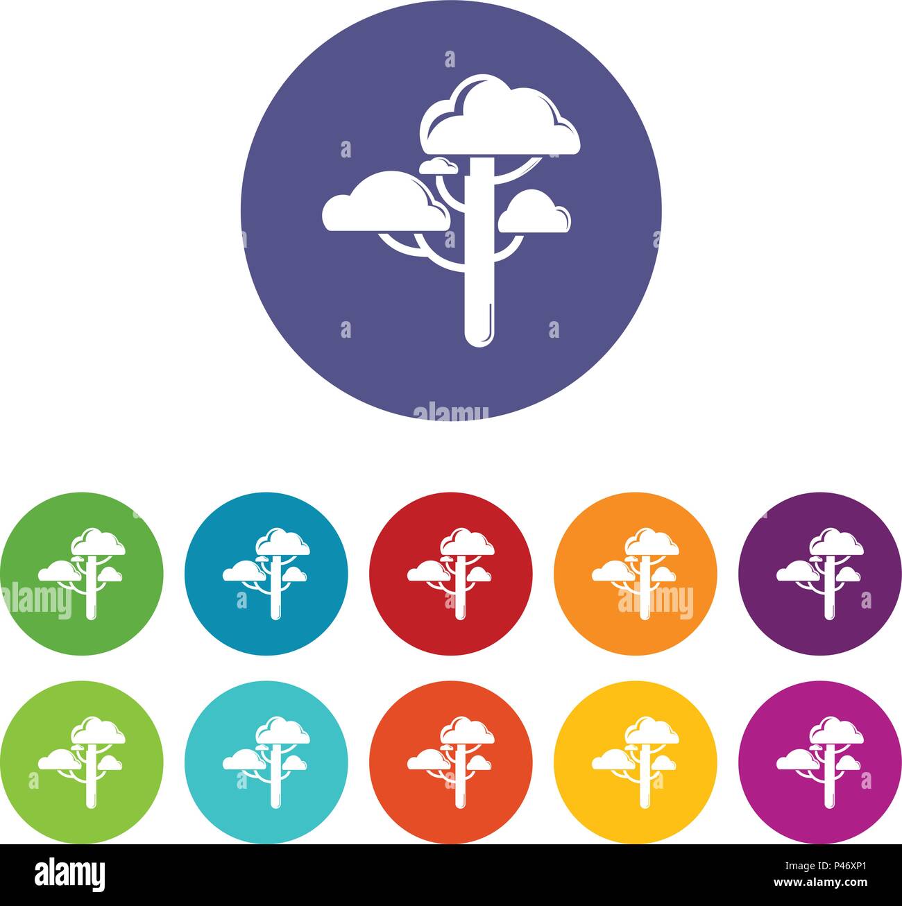 Cloud tree icons set vector color Stock Vector Image & Art - Alamy