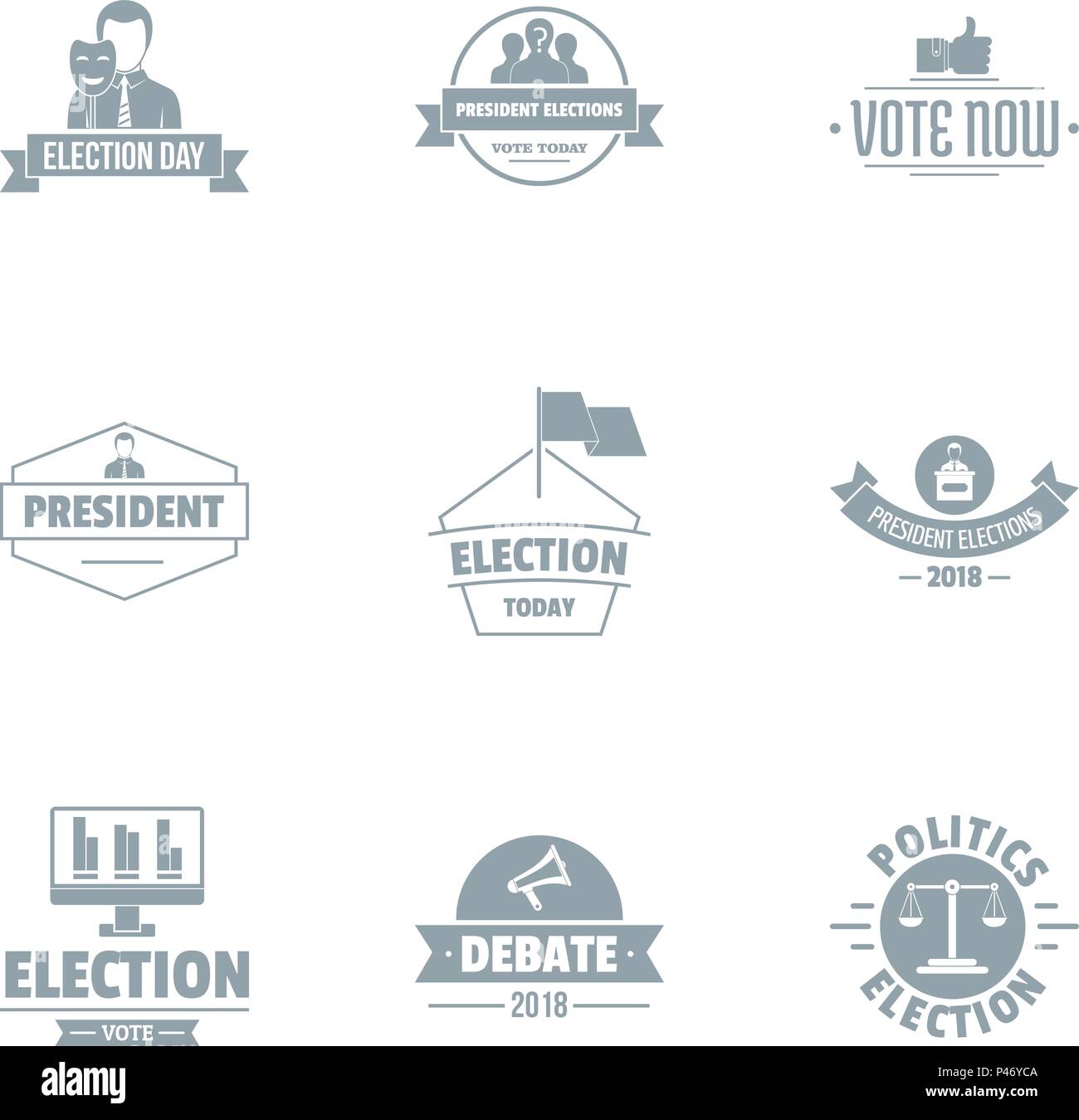 Presidential election logo set, simple style Stock Vector Image & Art ...