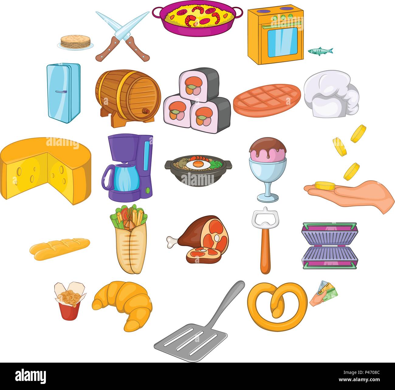 Prepare food icons set, cartoon style Stock Vector Image & Art - Alamy