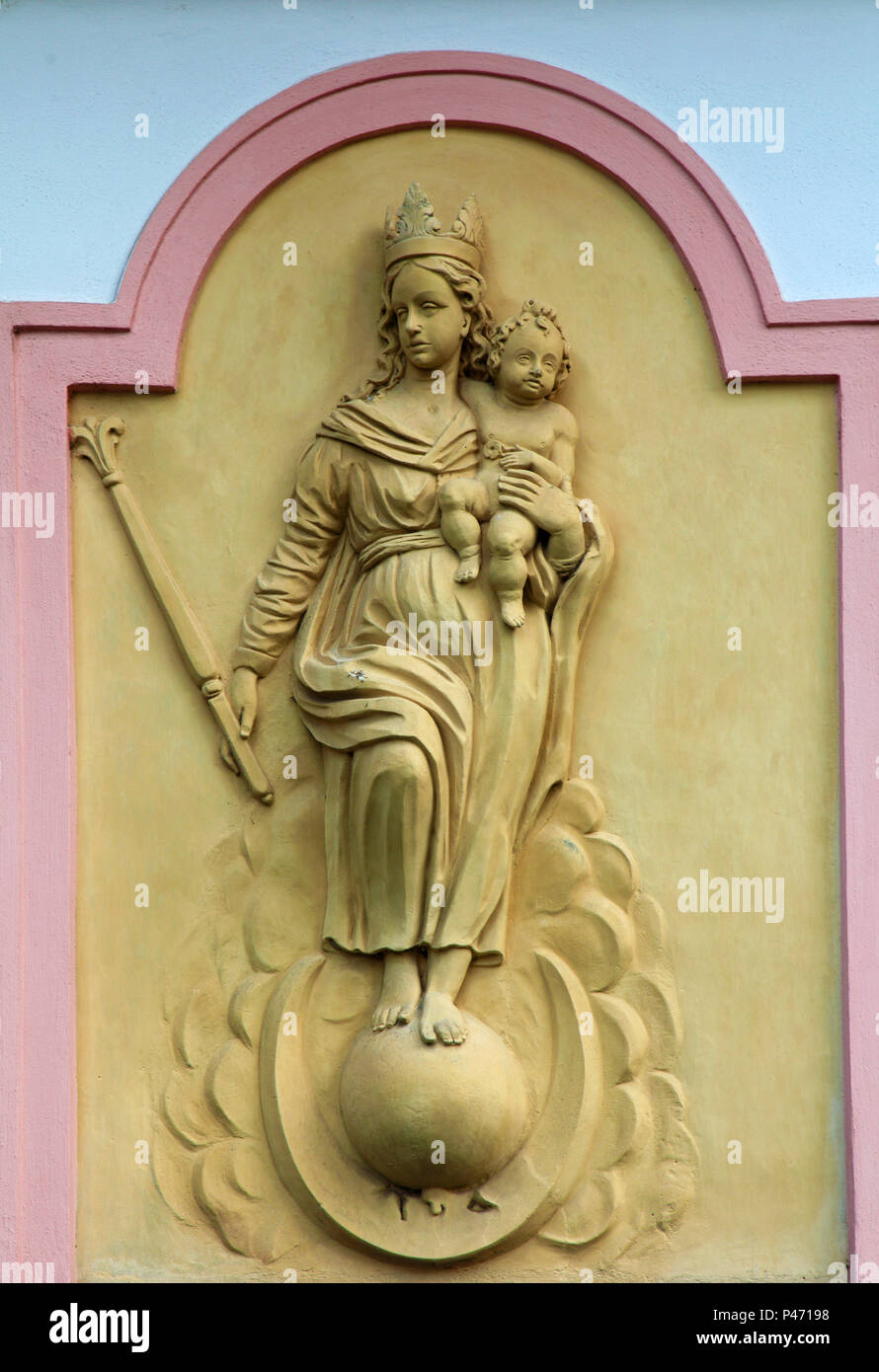 Czech Republic, Moravia, Mikulov, relief, religious image, architecture ...