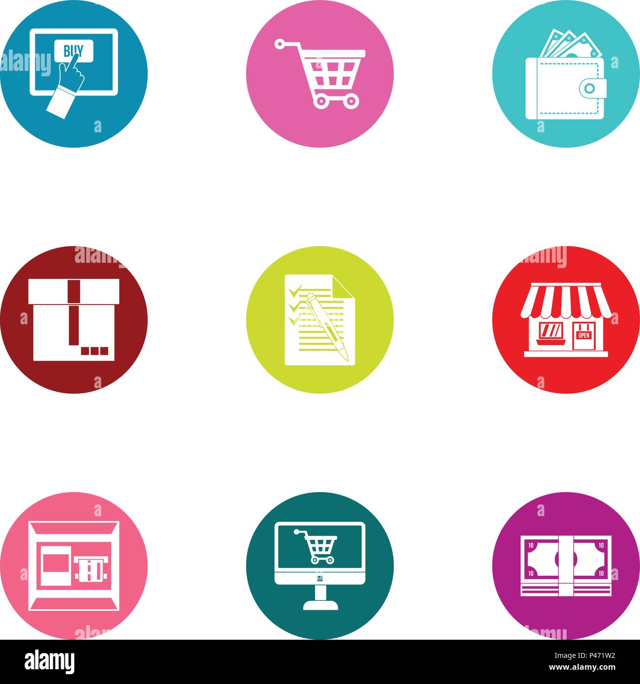 Shop business icons set, flat style Stock Vector Image & Art - Alamy