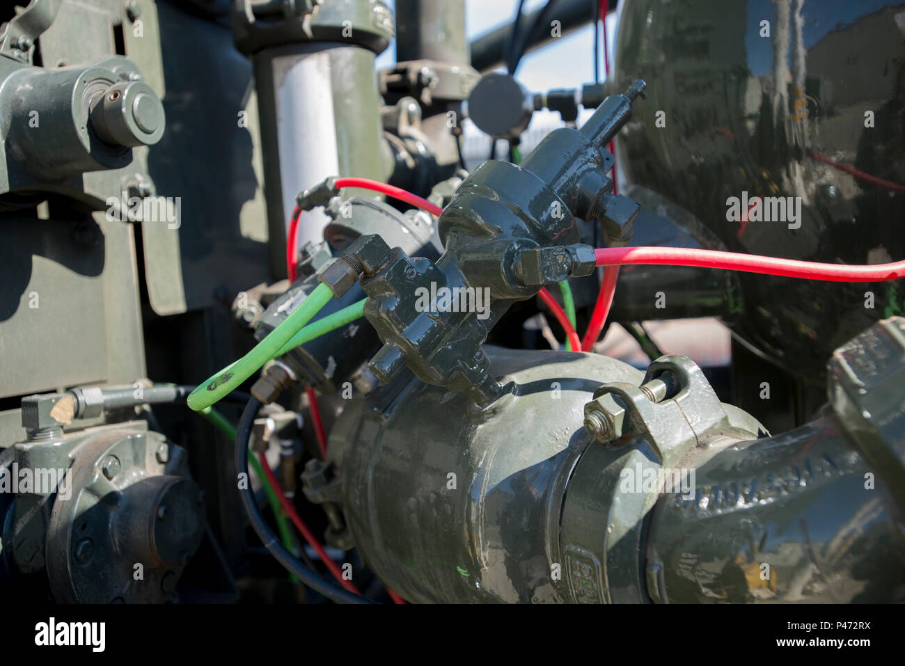 A close up view of the pump system of a R-12 Refueler Mobility Unit (R ...