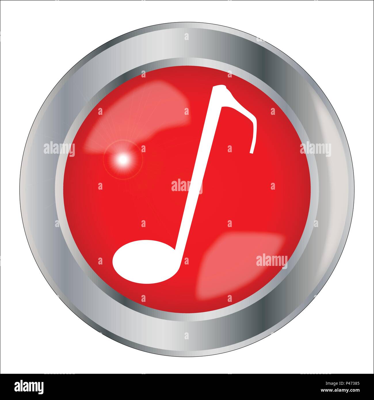 A large red music note button over a white background Stock Vector ...