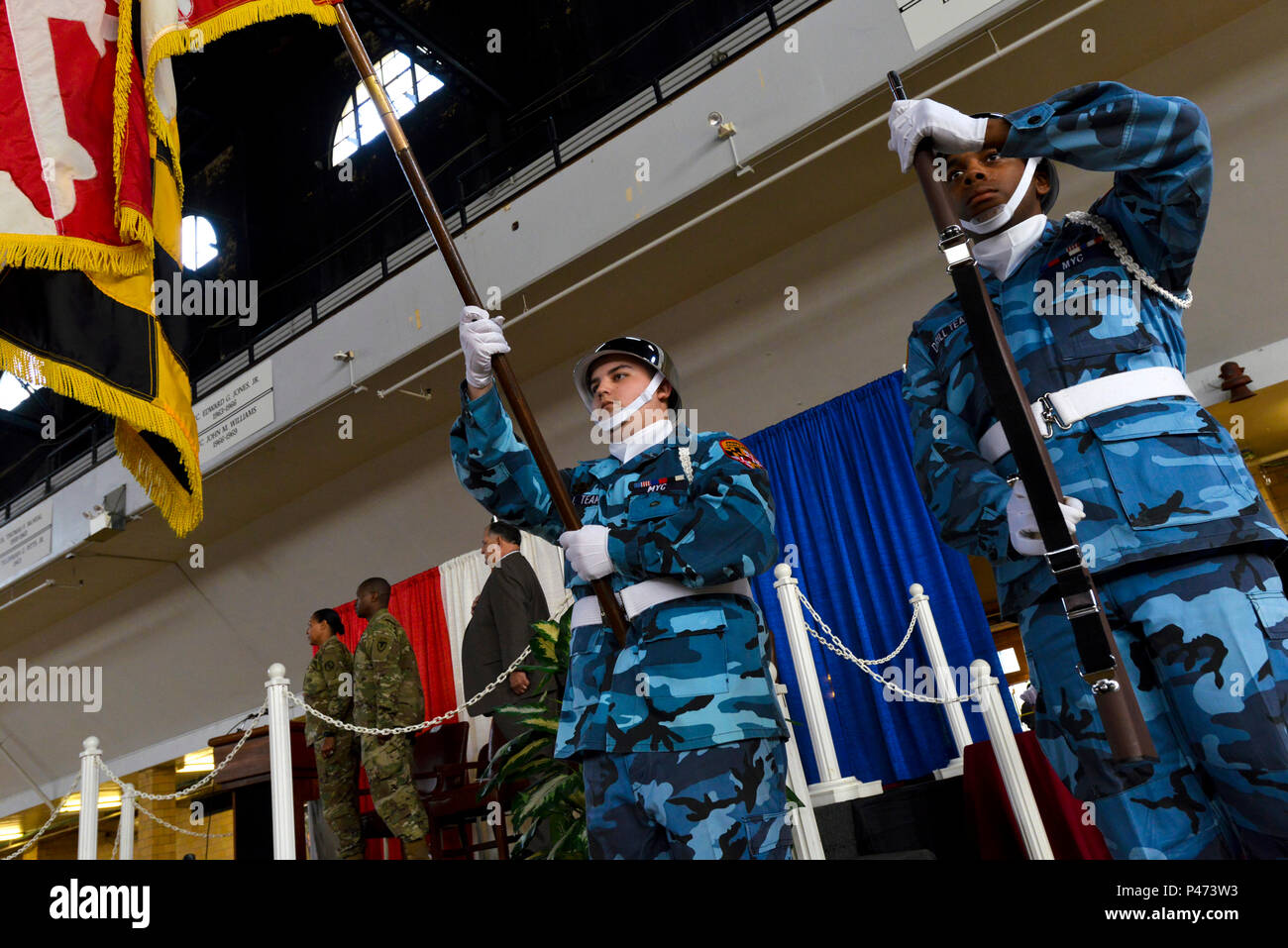 Cadets from Freestate Academy perform honor guard duties during ...