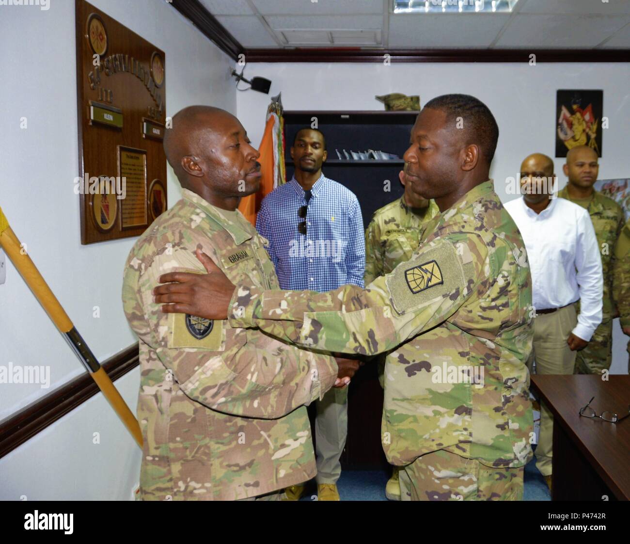 Command Sgt. Maj. Bennie Gause (right), of the 54th Signal Battalion ...