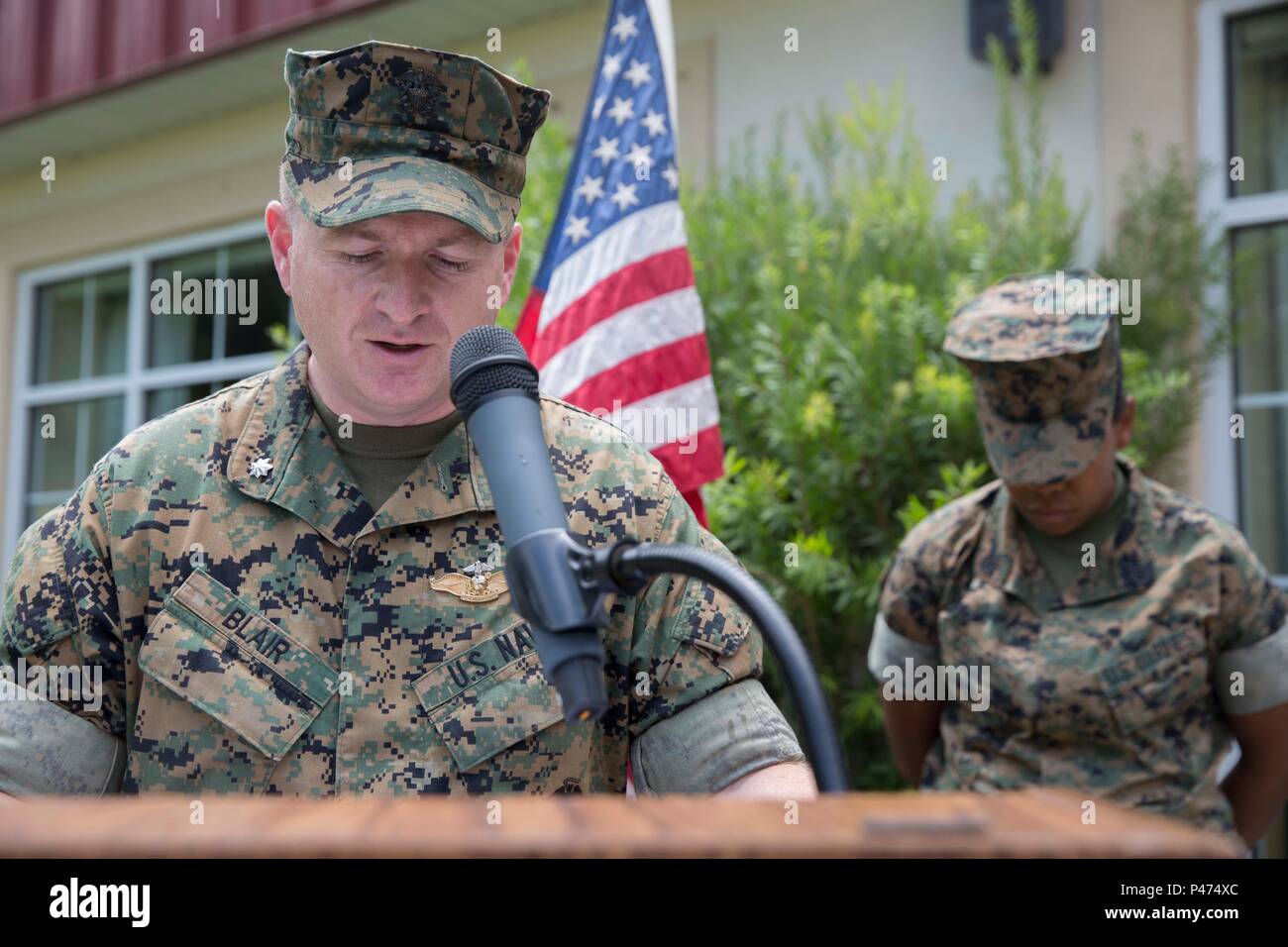 U.S. Marine Corps Gunnery Sgt. Mark E. Danchak retires during a ...