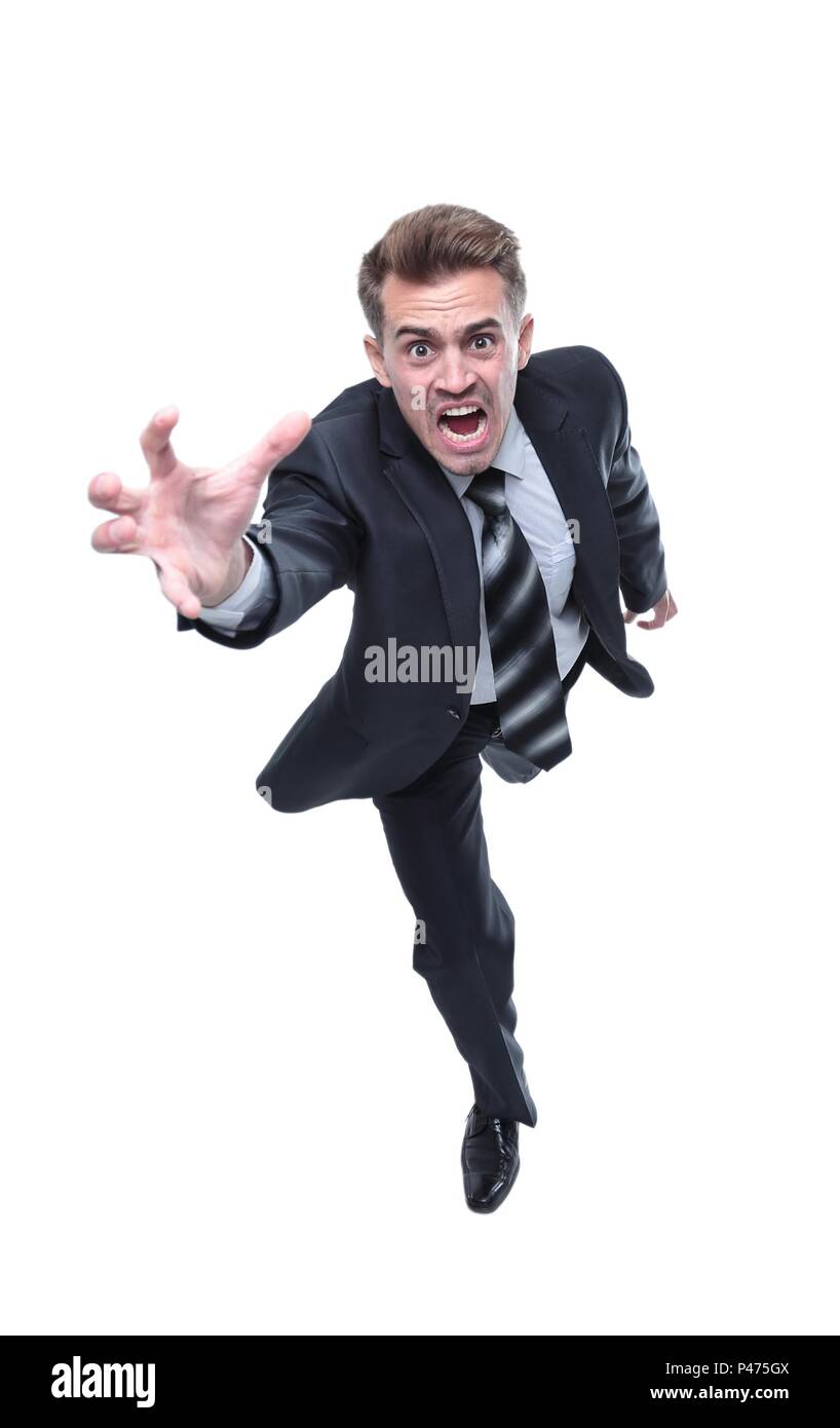 businessman runs forward stretching out his hand Stock Photo - Alamy