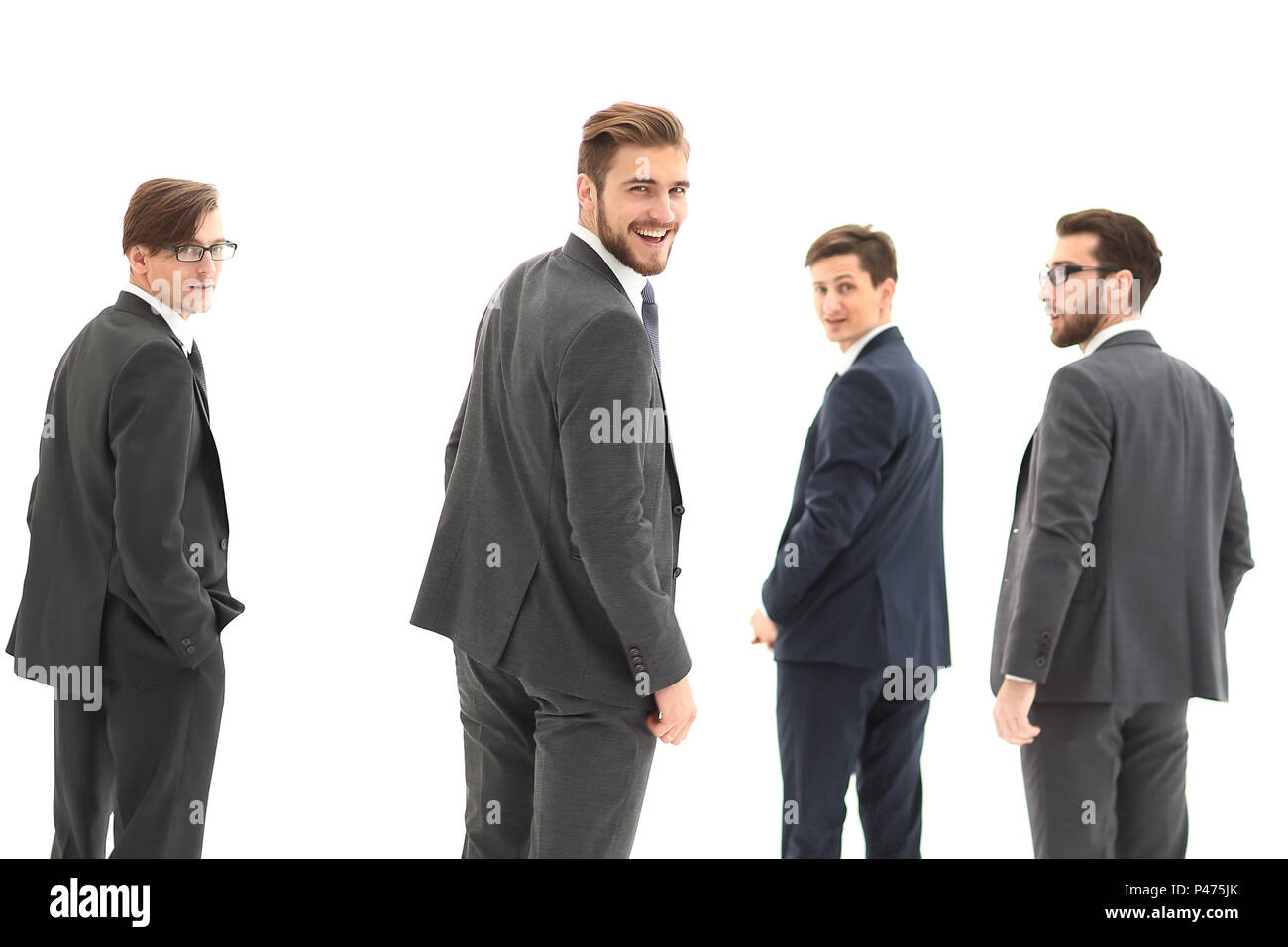 rear view.a group of successful business people.i Stock Photo - Alamy