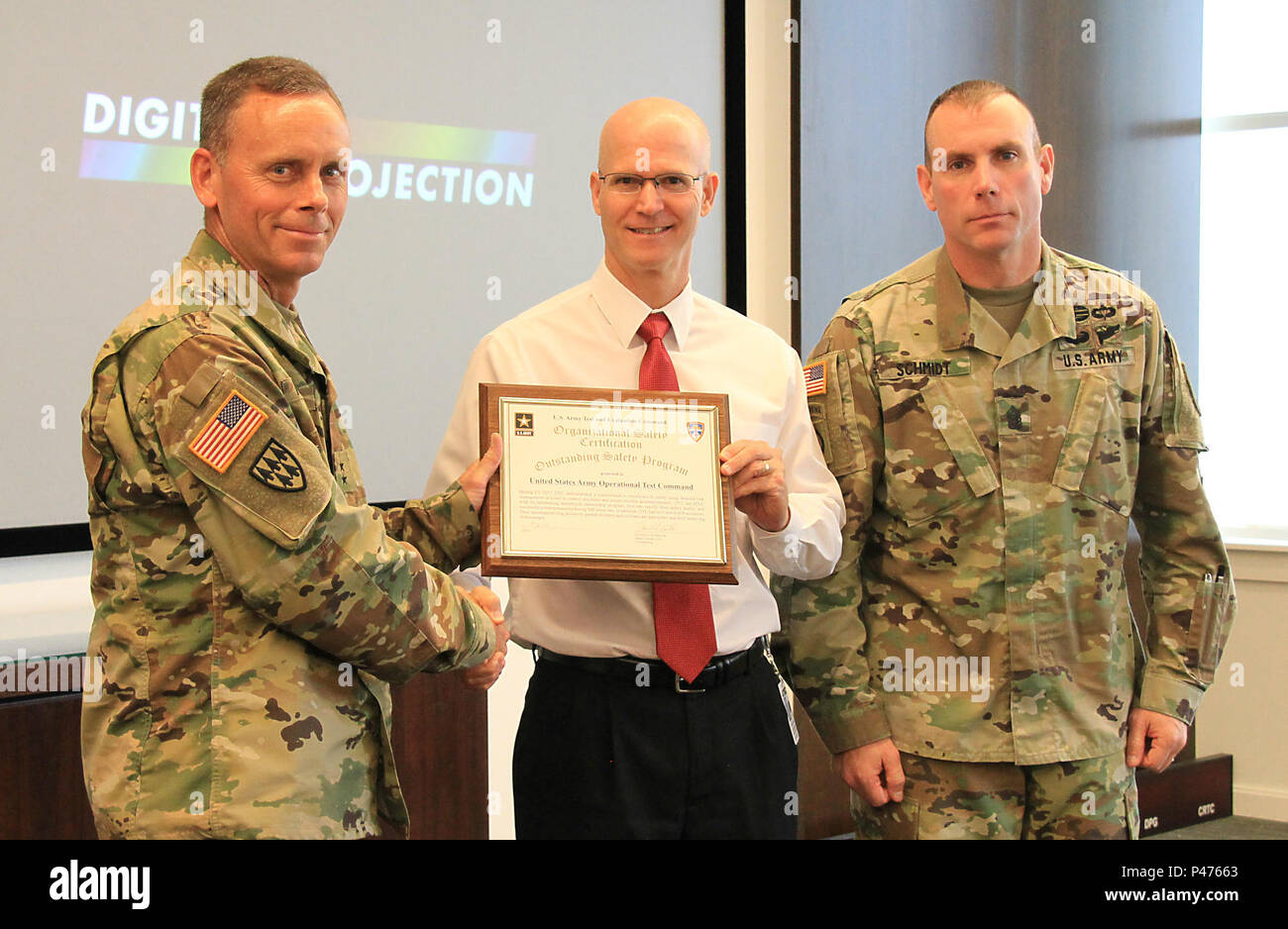 Maj. Gen. Daniel L. Karbler (left), commander of U.S. Army Test and ...