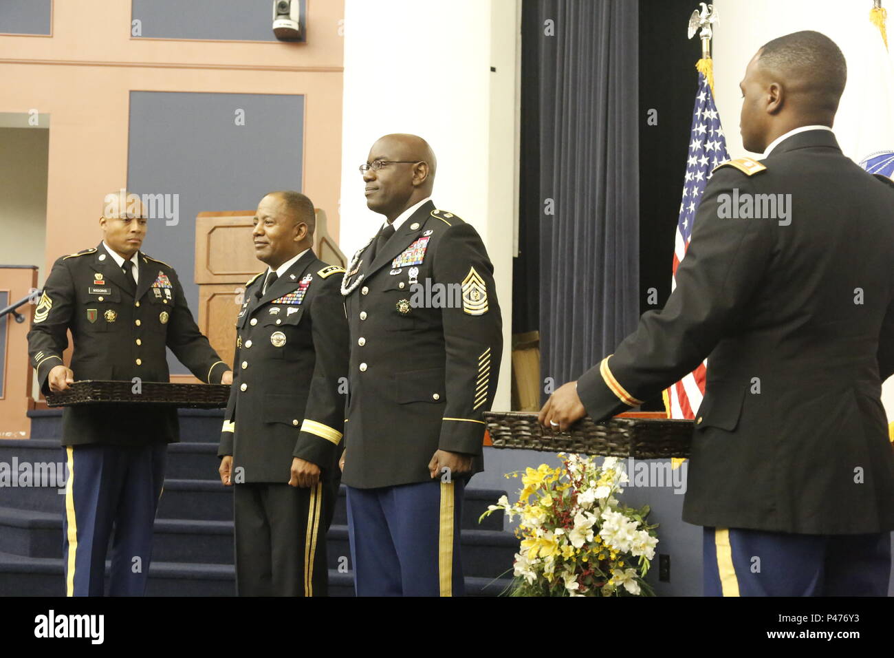 Lt. Gen. Robert Ferrell and Command Sgt. Maj. Earl Allen participate in ...
