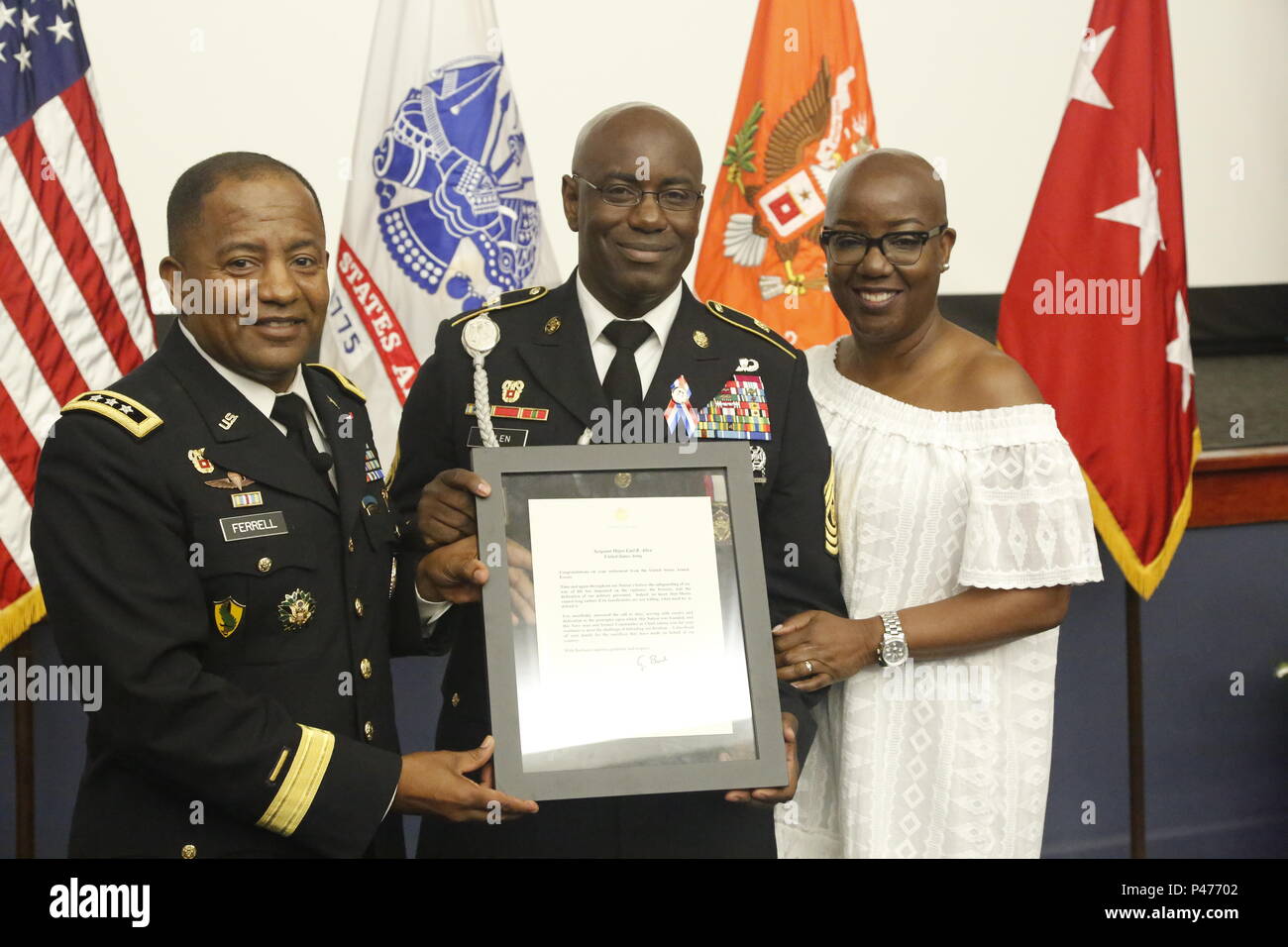 U.S. Army Command Sgt. Maj. Earl Allen recieves his Appreciation letter ...