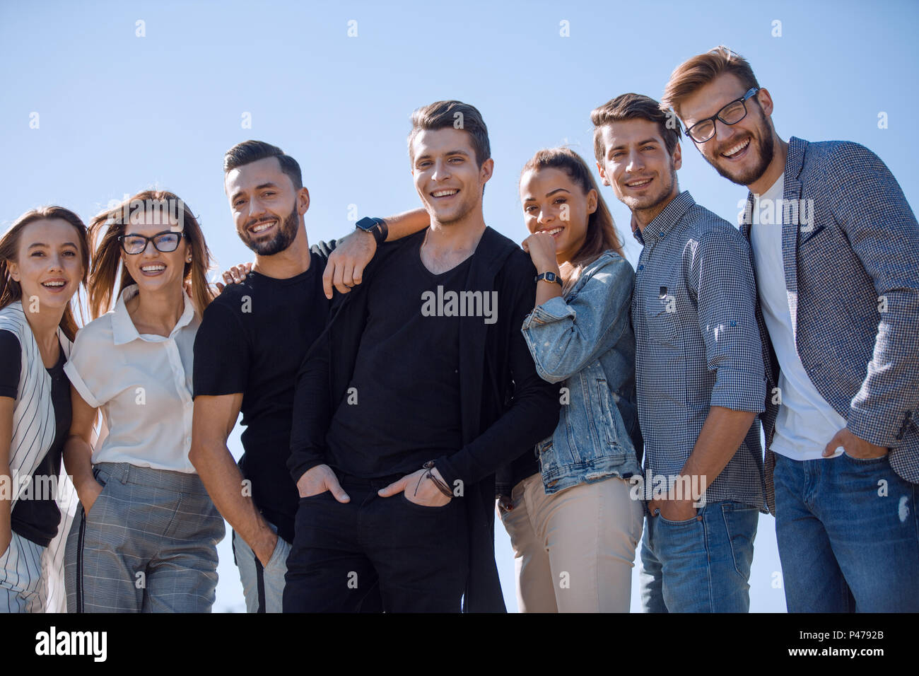 Perfect team. Happy pleasant joyful friends Stock Photo - Alamy