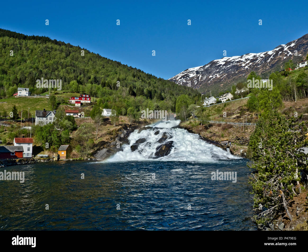 Beautiful splendid panoramic landscape of mountainous Norwegian fjords ...