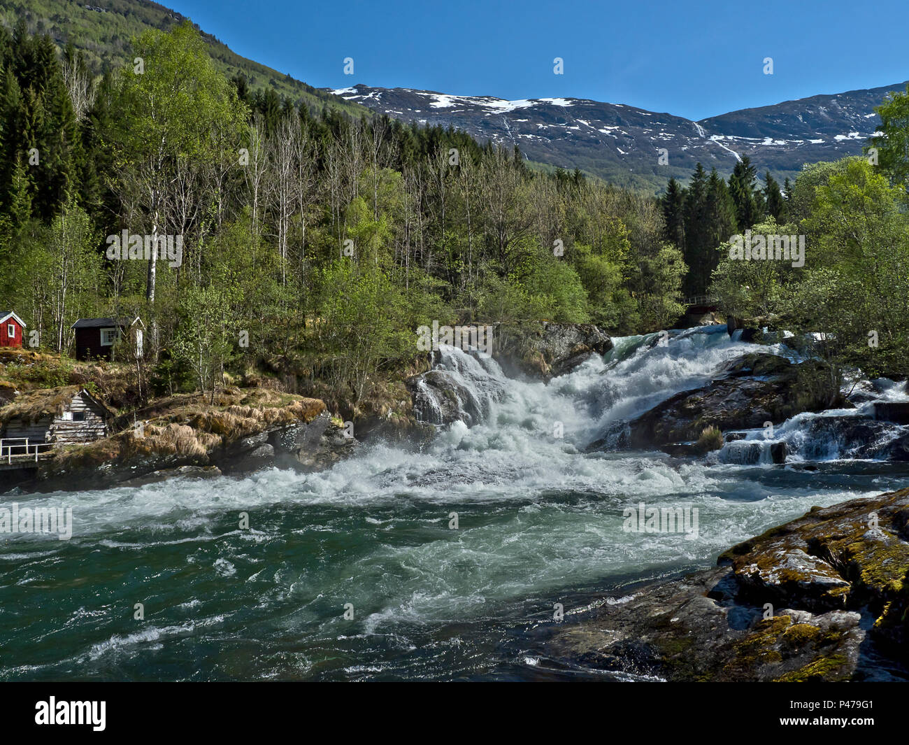Beautiful splendid panoramic landscape of mountainous Norwegian fjords ...