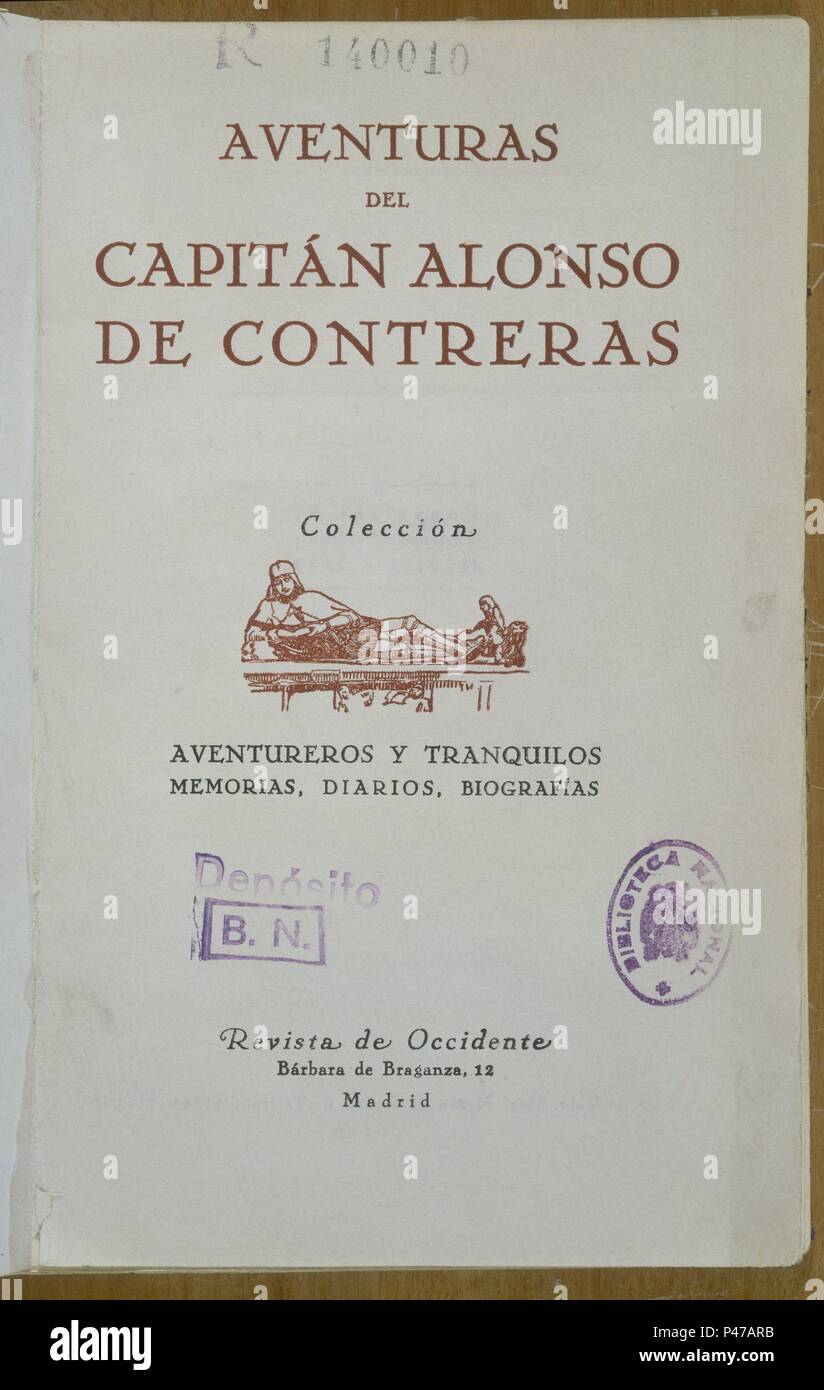AVENTURAS DEL CAPITAN ALONSO CONTRERAS-PORTADA. Location: BIBLIOTECA ...