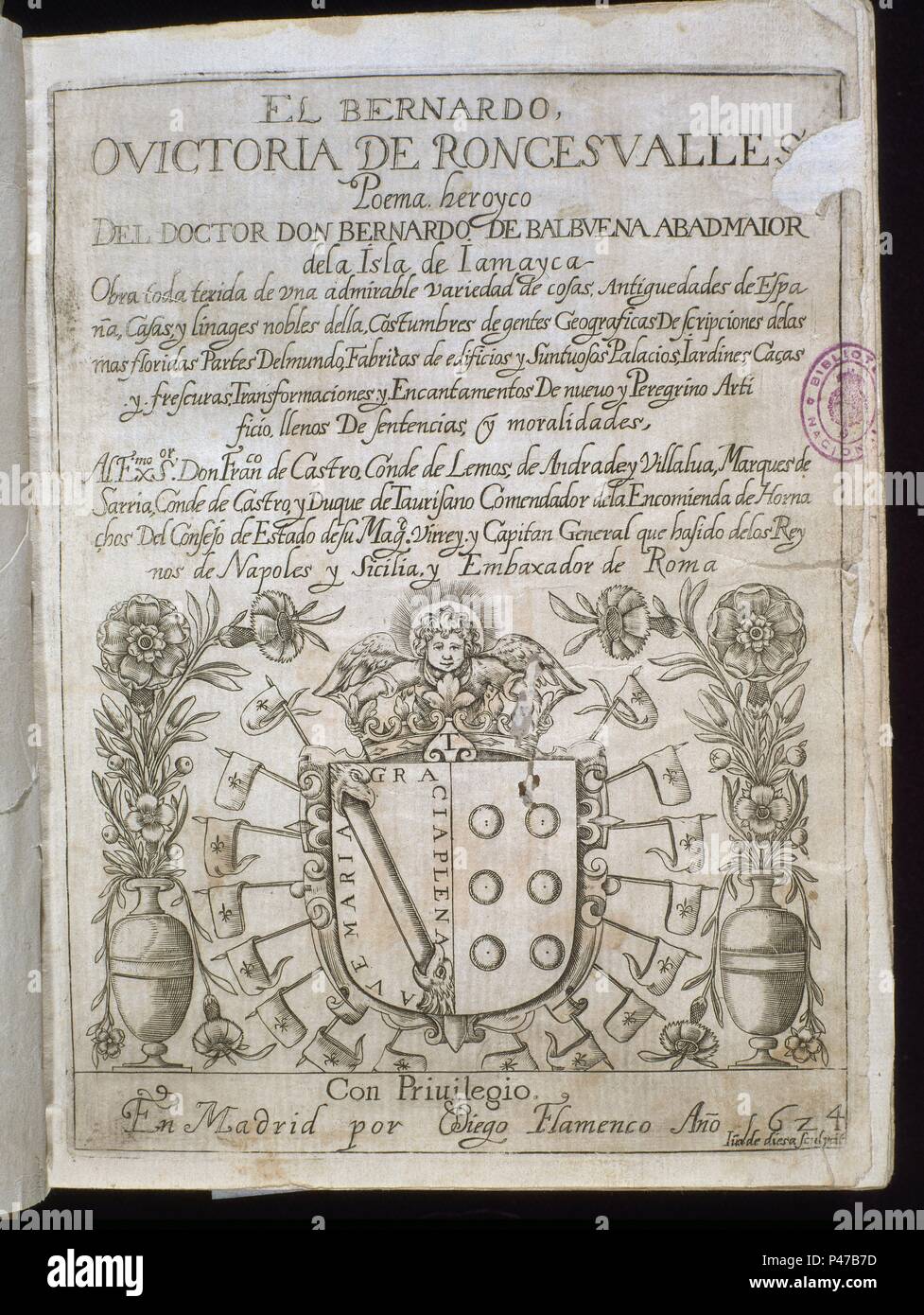 EL BERNARDO O VICTORIA DE RONCESVALLES - 1624. Author: BALBUENA ...