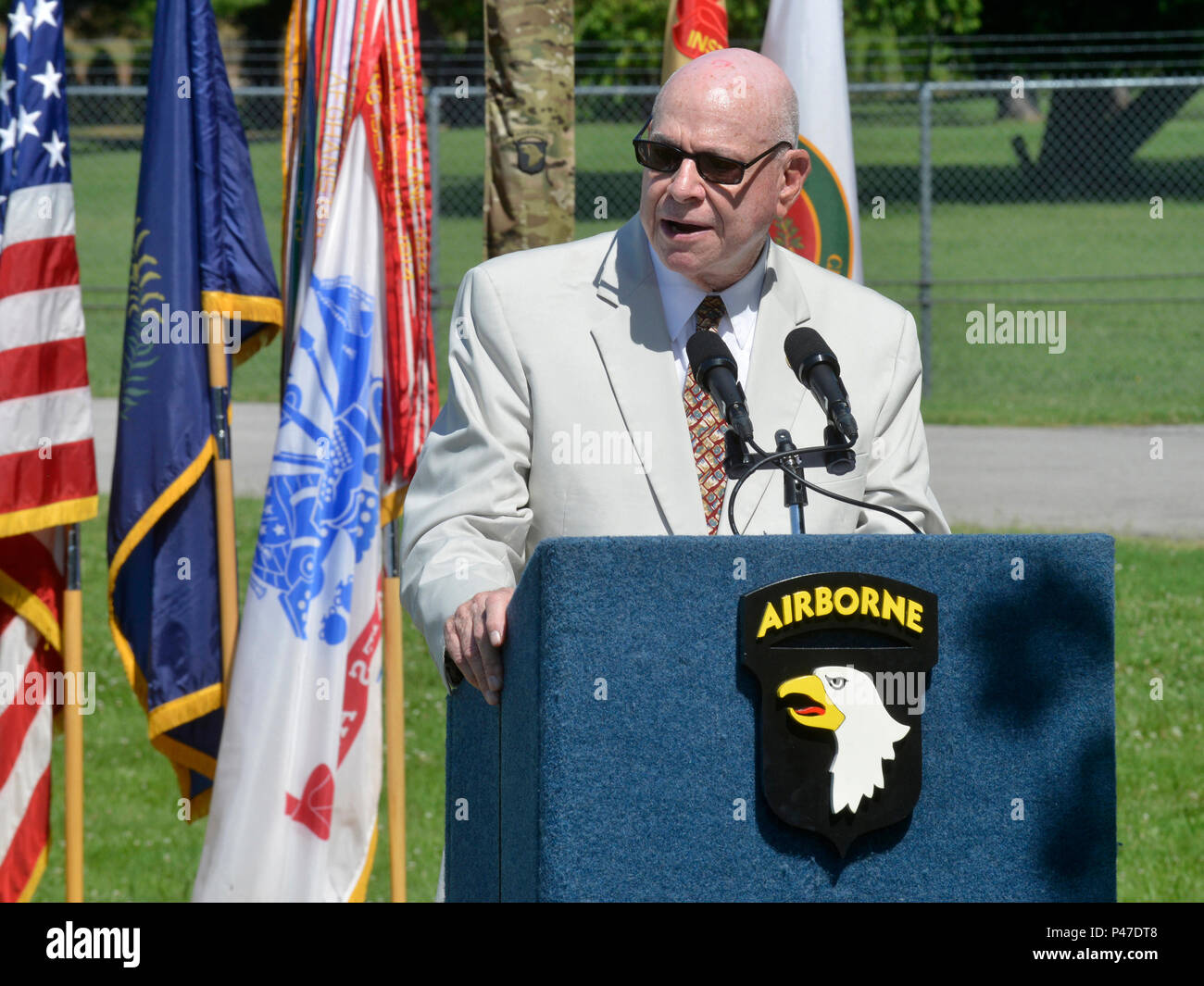 U.S. Army retired Col. Bob Freeman (spouse of T.C. Freeman) speaks to ...