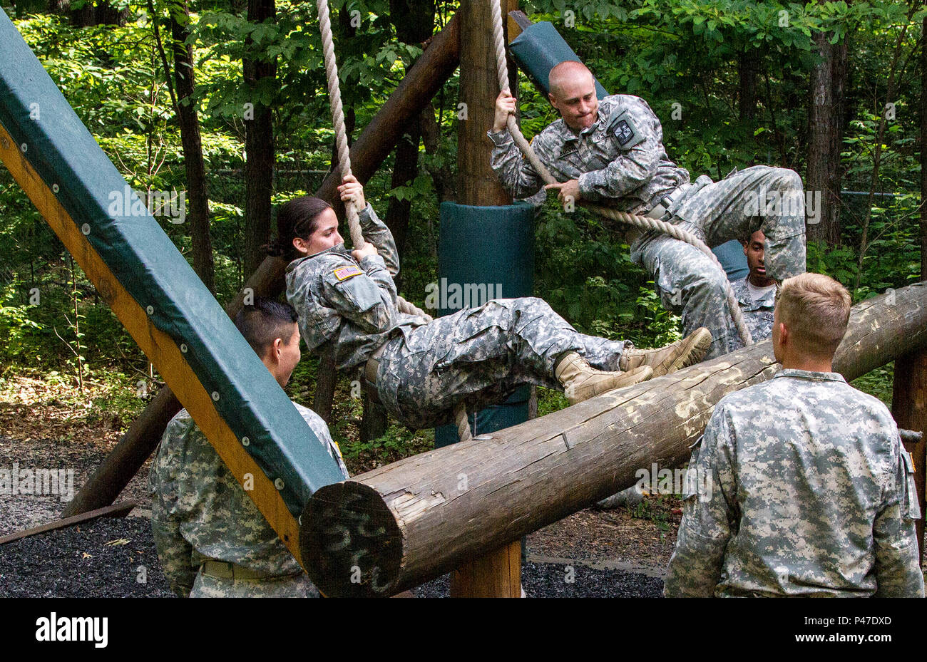 An Army Reserve instructor from Task Force Wolf grades Cadet Initial Entry Training (CIET ...