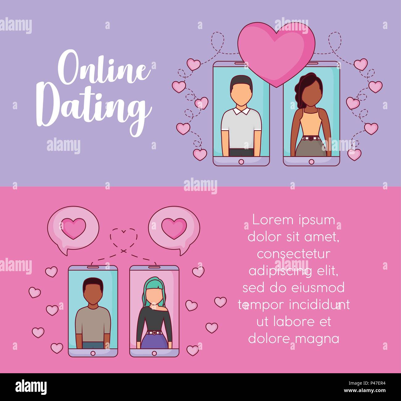 Infographic presentation of online dating concept with cellphones and ...