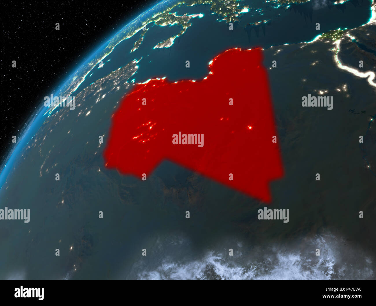 Highlighted satellite image of libya hi-res stock photography and ...