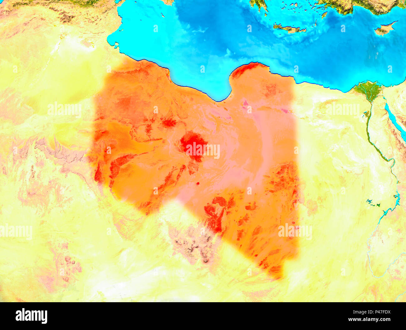 Highlighted satellite image of libya hi-res stock photography and ...