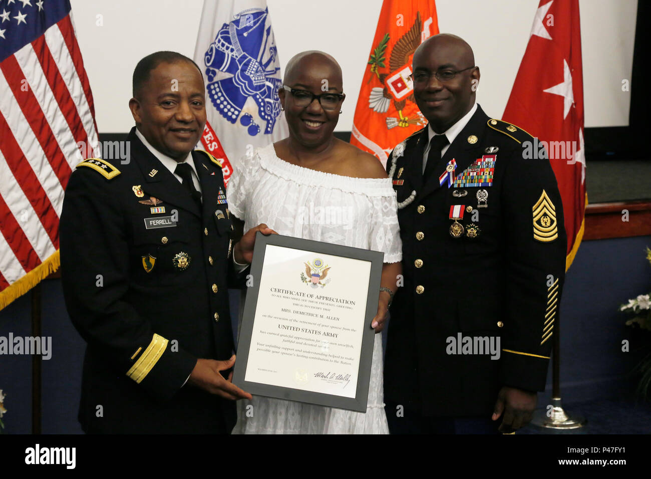 Mrs. Demetrice Allen recieves her spousal Certificate of Appreciation ...
