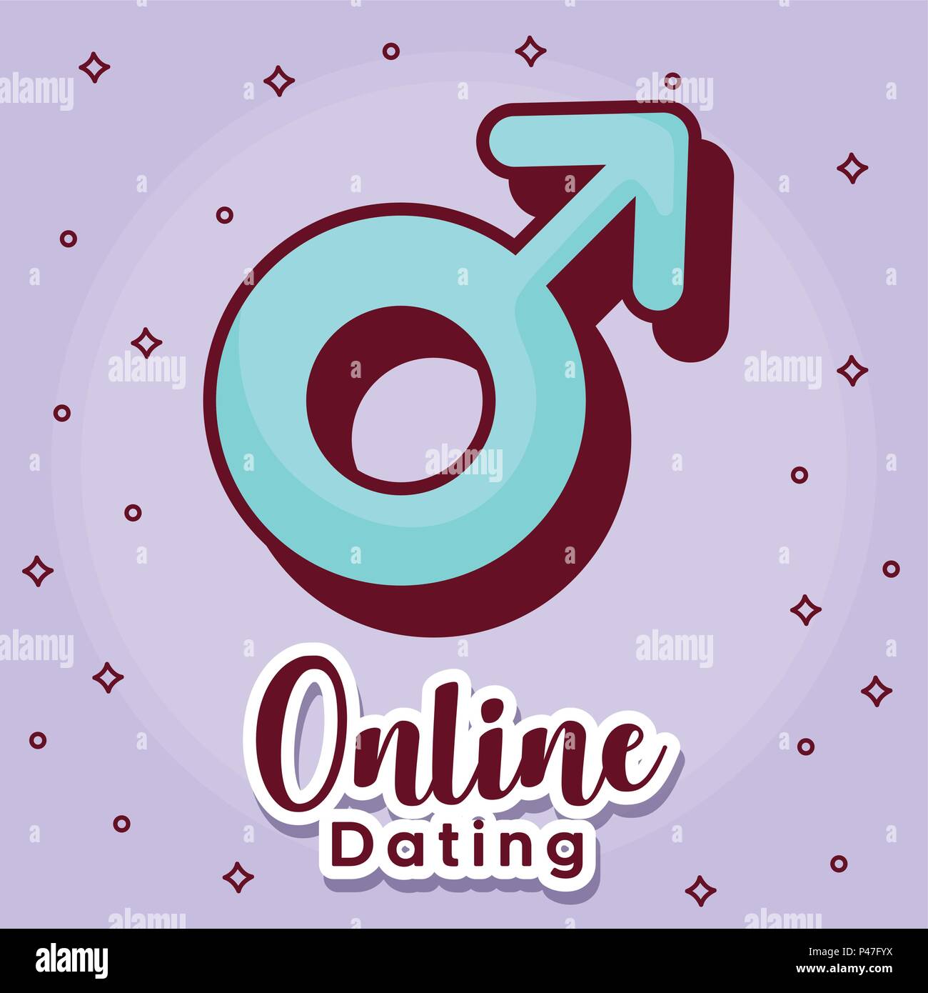online dating design with male symbol icon over purple background ...